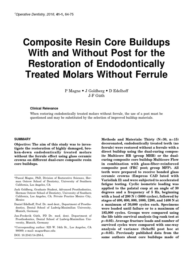 Composite Resin Core Buildups | PDF | Dental Composite | Mouth