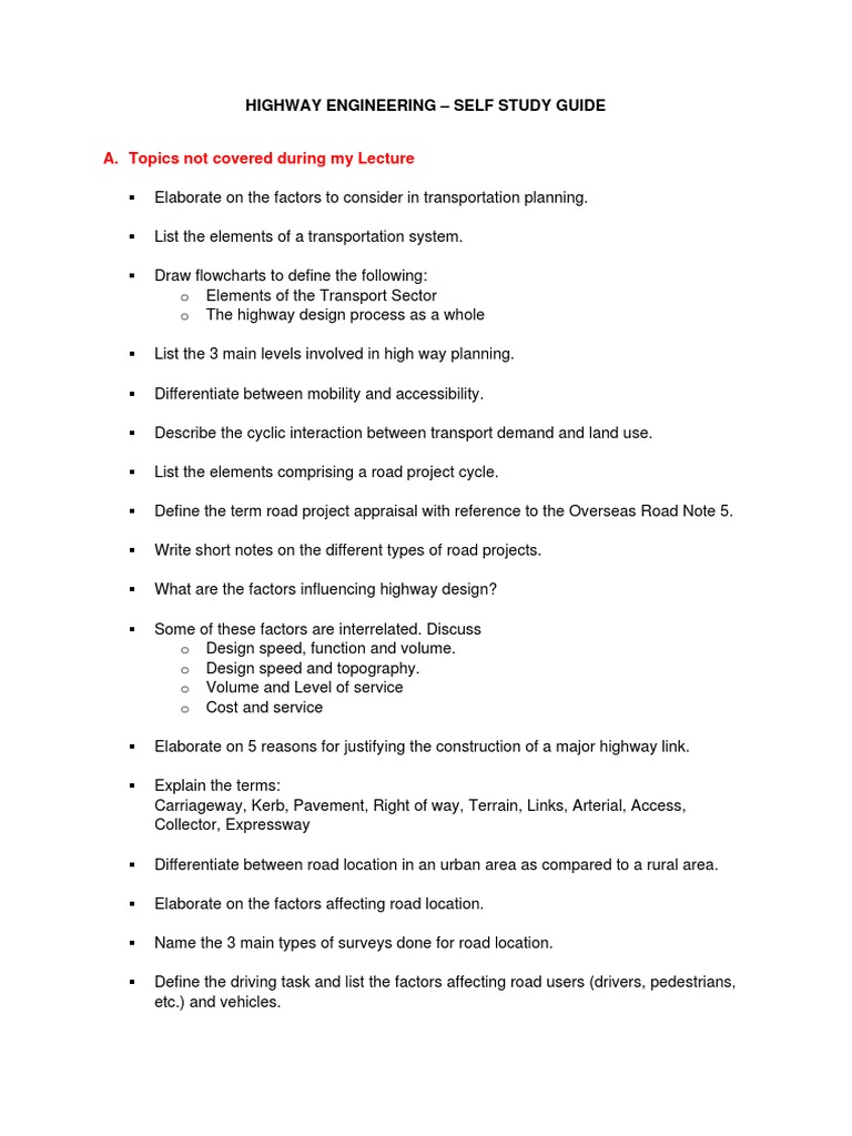Highway Revision Notes PDF | PDF | Road | Traffic