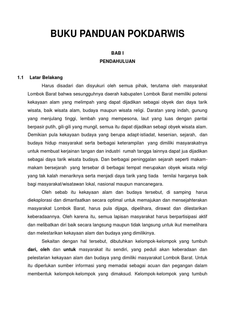 Buku Panduan Pokdarwis | PDF