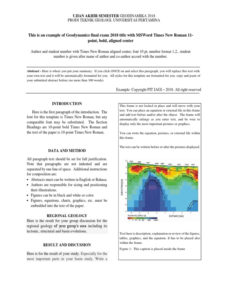 This Is An Example of Geodynamics Final Exam 2018 Title With Msword ...