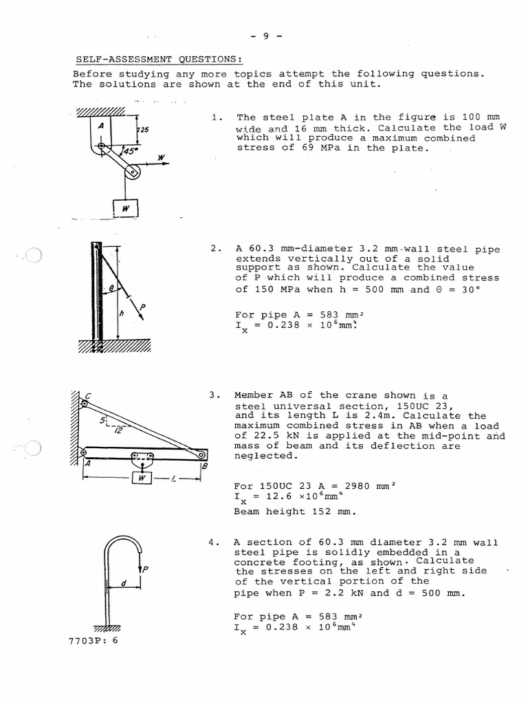 Combined Stresses Worked Problems OCR | PDF | Bending | Stress (Mechanics)