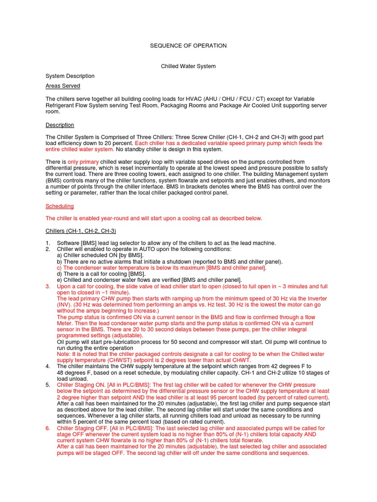 Sequence of Operation Chiller | PDF | Pump | Applied And ...