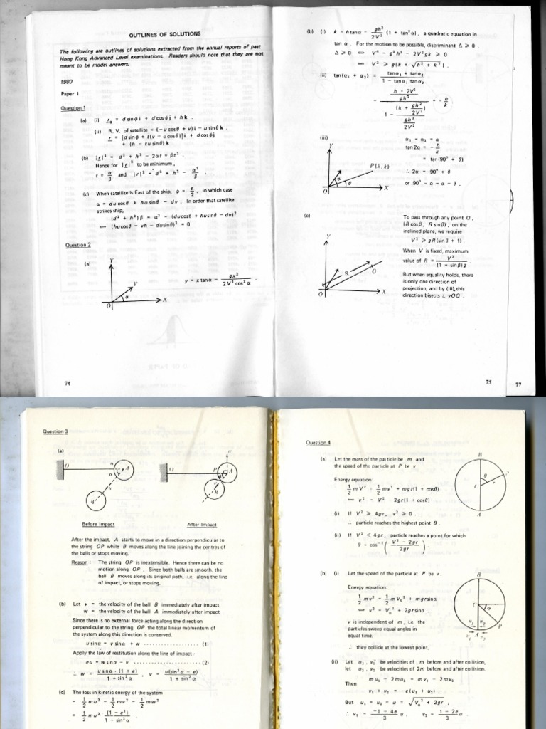 1980 AL Applied Mathematics Paper 1, 2 - Solutions | PDF