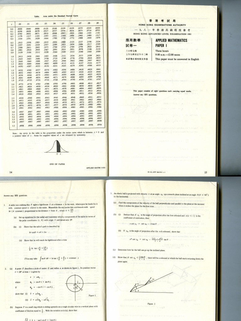 1981 AL Applied Mathematics Paper 1, 2 | PDF