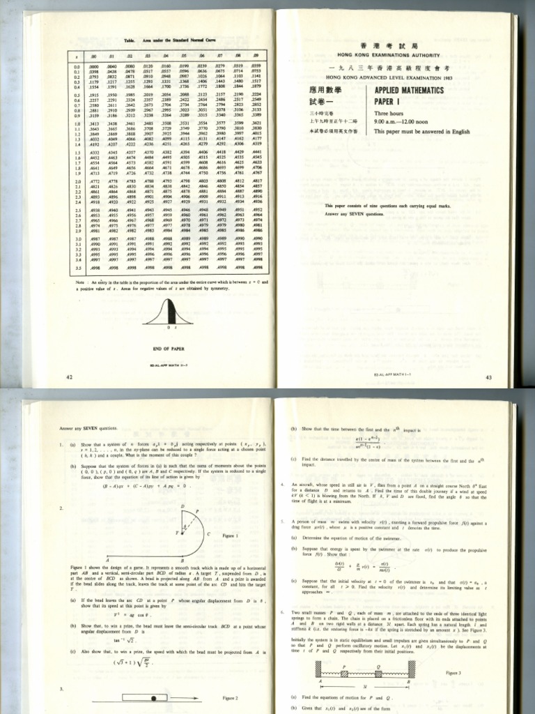 1983 AL Applied Mathematics Paper 1, 2 | PDF