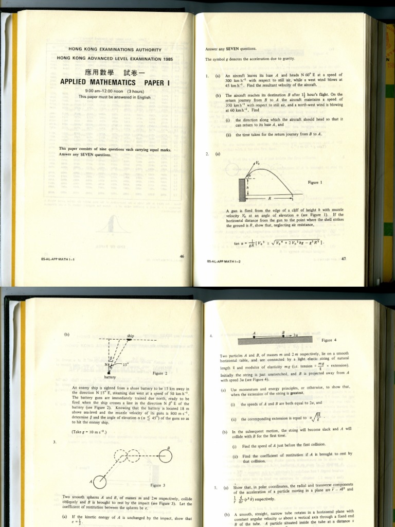1985 AL Applied Mathematics Paper 1, 2 | PDF 1985 AL Applied Mathematics Paper 1, 2 | PDF