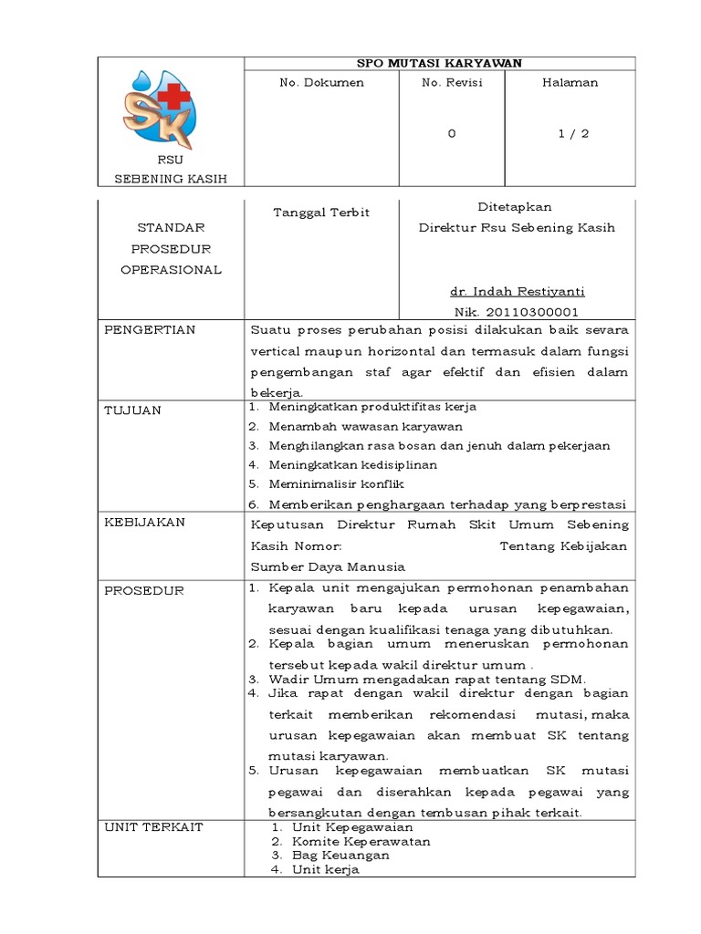 Sop Mutasi Karyawan | PDF