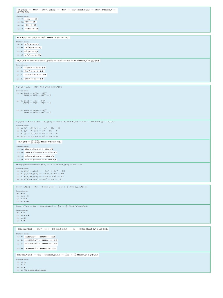 MATH211 (Differential Calculus) Q1 ANSWER KEY | PDF