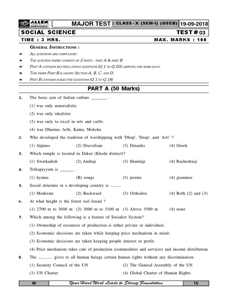 Major-03 Social Science Class 10 (GSEB) PDF | PDF | Human Rights ...