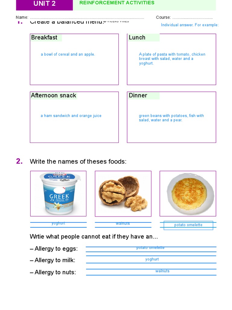 Create A Balanced Menu.: Breakfast Lunch | PDF | Meal | Lunch