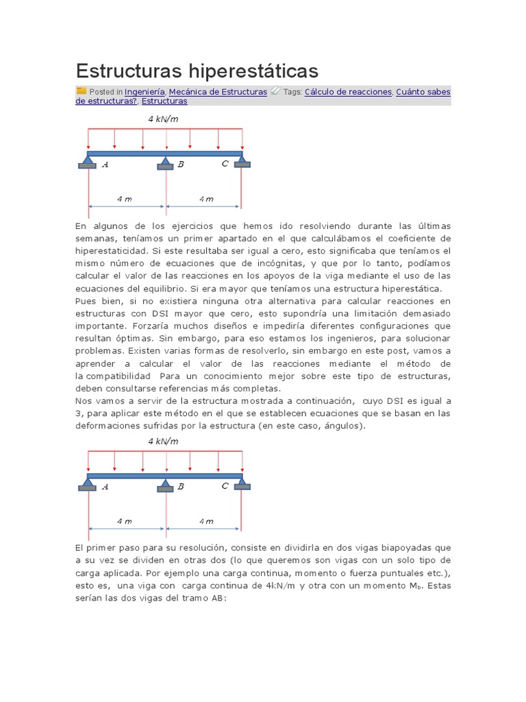 Estructuras Hiperestáticas | PDF | Ecuaciones | Física Aplicada e Interdisciplinaria
