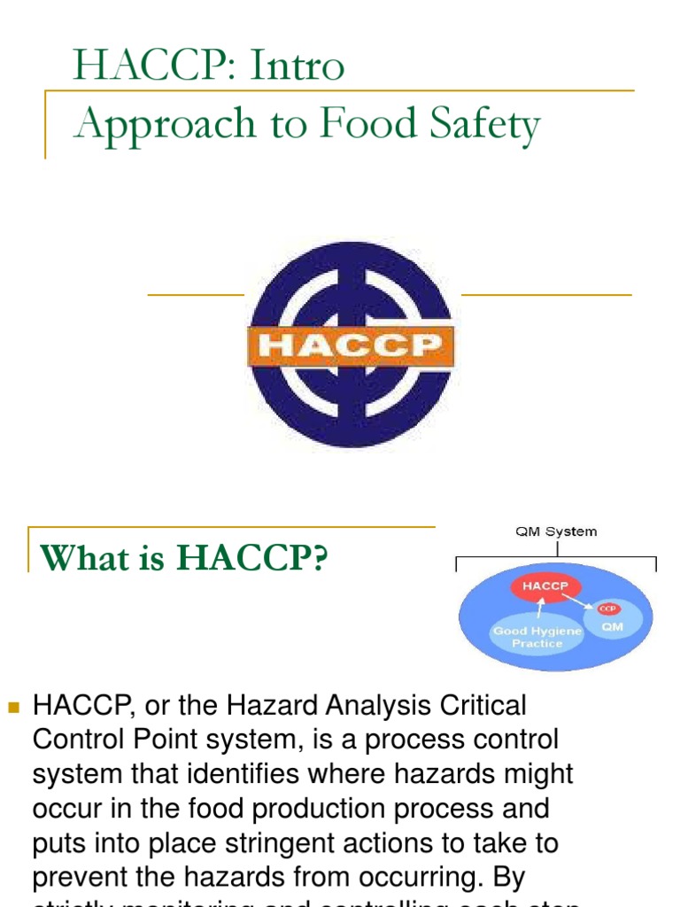 HACCP: Intro Approach To Food Safety | PDF | Hazard Analysis And ...