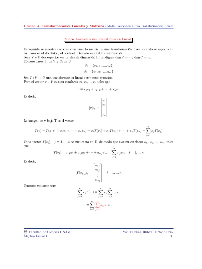 Transformaciones Lineales 7 PDF | PDF | Mapa lineal | Matriz (Matemáticas)