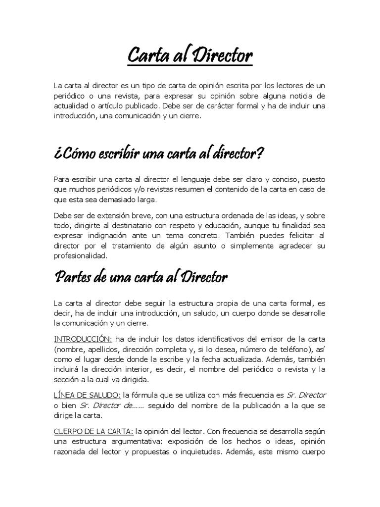 Carta Al Director Acceso Superior | PDF
