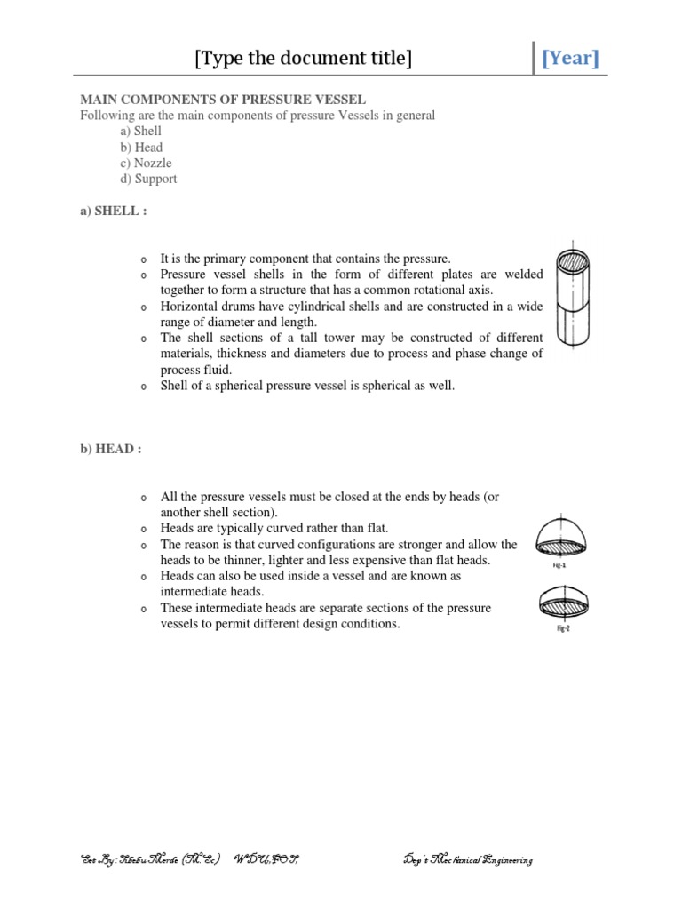 Main Components of Pressure Vessel | PDF | Structural Analysis | Matrix ...
