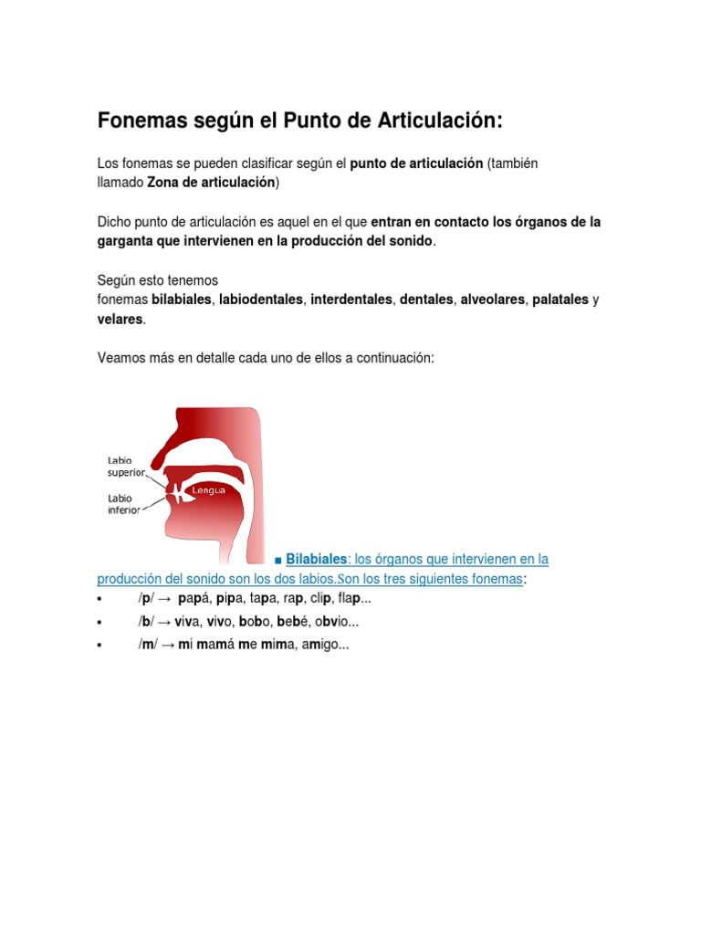Fonemas según el punto de articulación.docx | Fonema | Voz humana