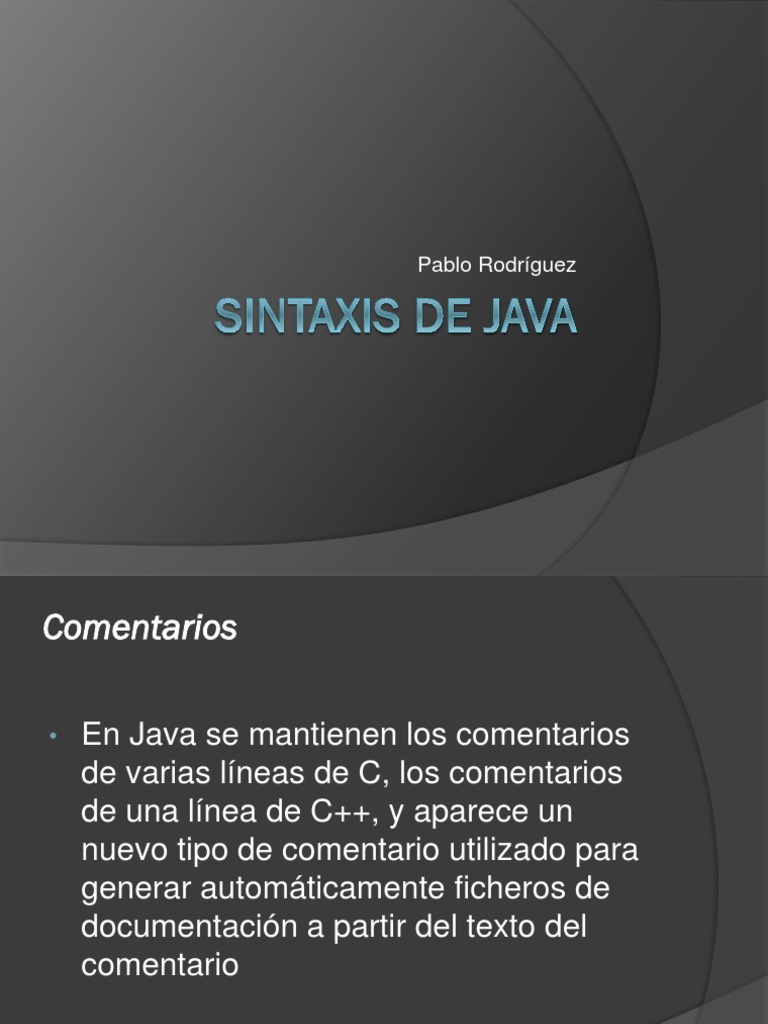 Sintaxis de Java | PDF | Objeto (informática) | Java (lenguaje de programación)