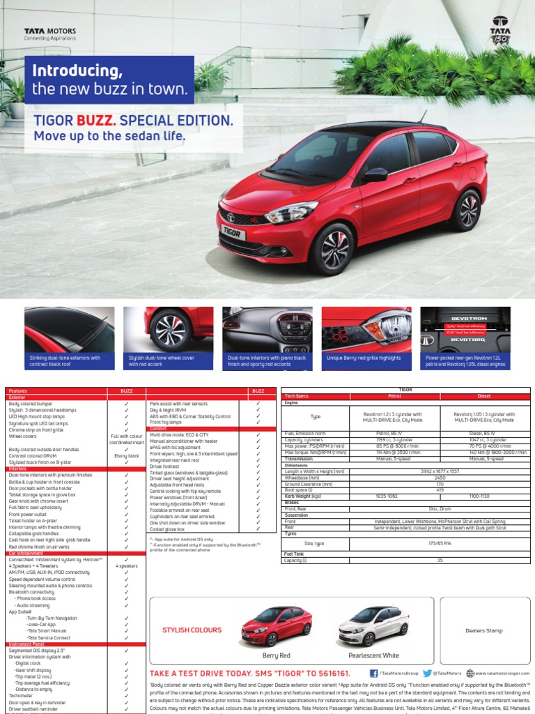 Tigor Buzz Brochure | PDF | Land Vehicles | Automotive Industry