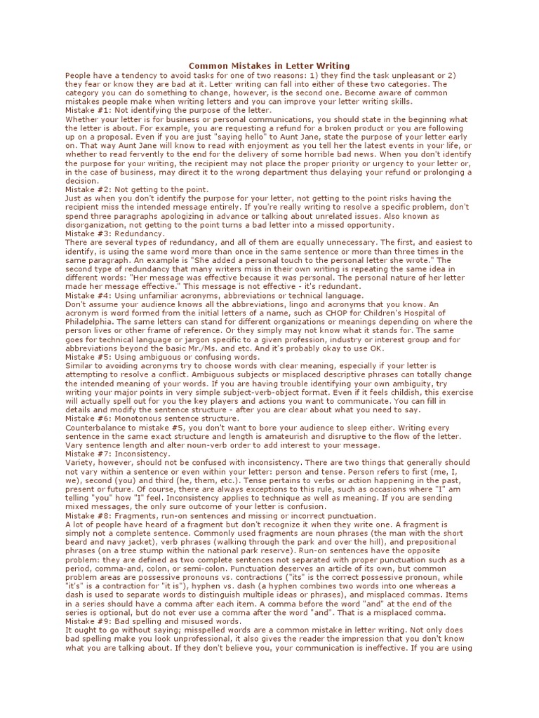 Common Mistakes in Letter Writing | PDF | Jargon | Acronym