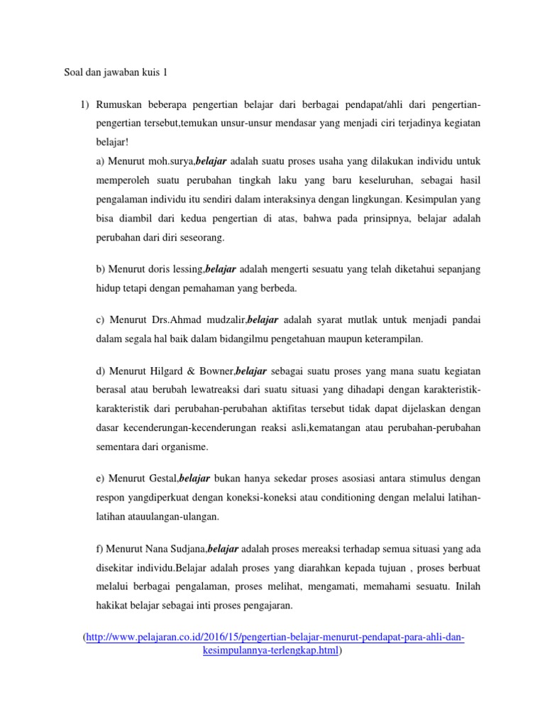 Definisi Belajar Menurut Ahli | PDF