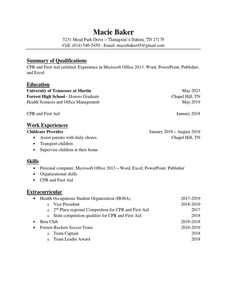 Macie Baker - Resume | PDF | Office Software | Microsoft Office