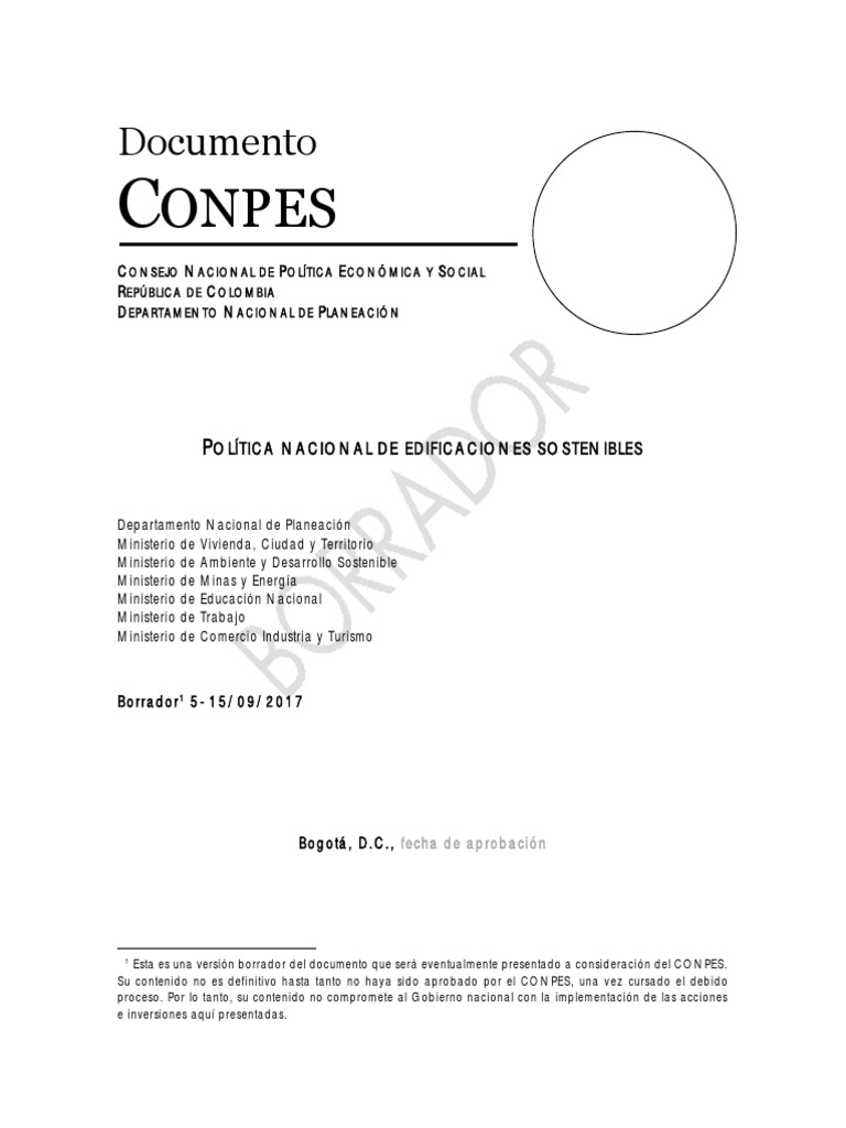 DNP - Documento CONPES Edificaciones Sostenibles Borrador | PDF | Desarrollo sostenible ...