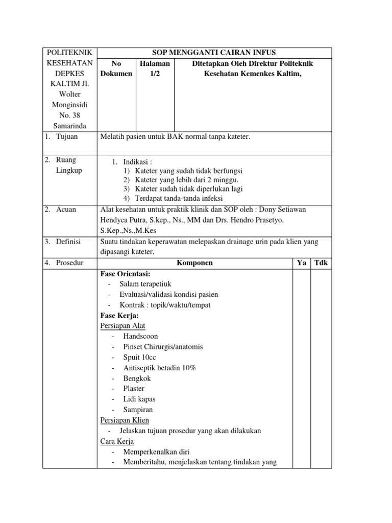 Sop Pelepasan Kateter | PDF