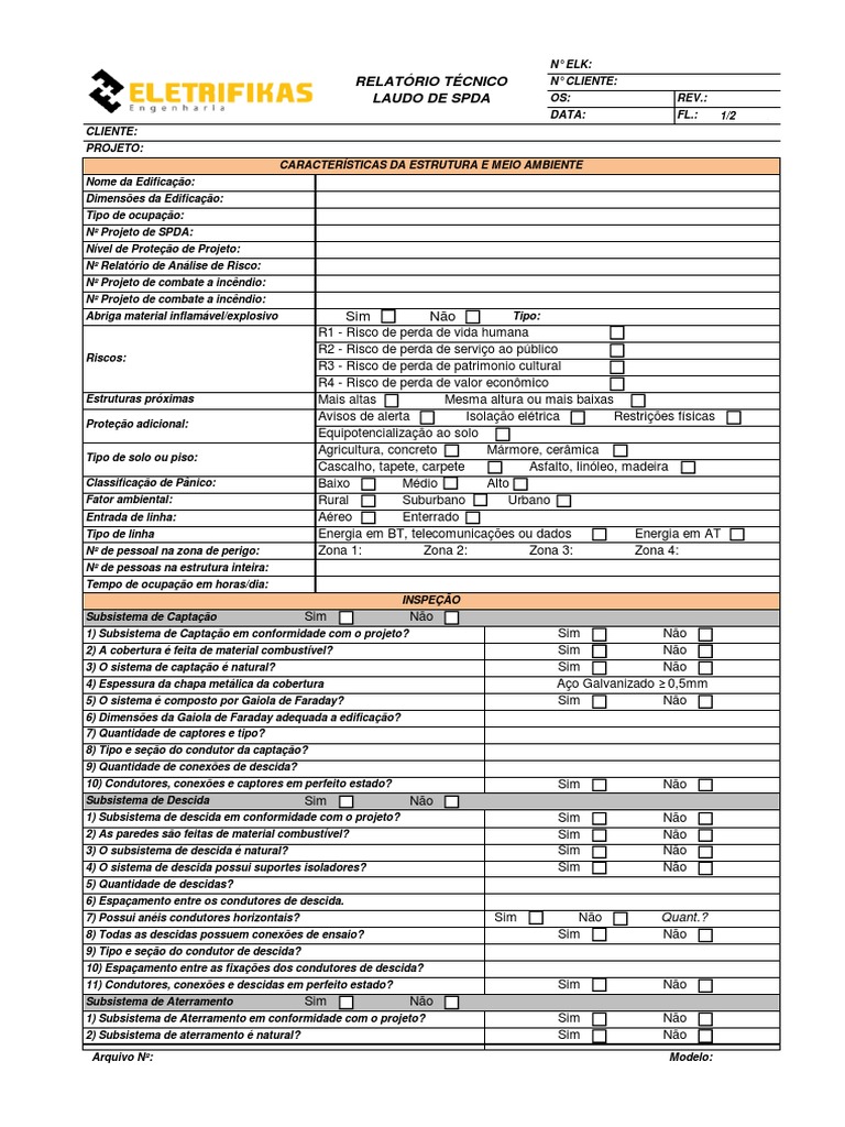 Eletrifikas Spda Check List | Condutor Elétrico | Natureza