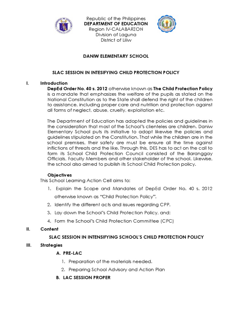 Slac Docu | PDF | Child Protection | Reading Comprehension