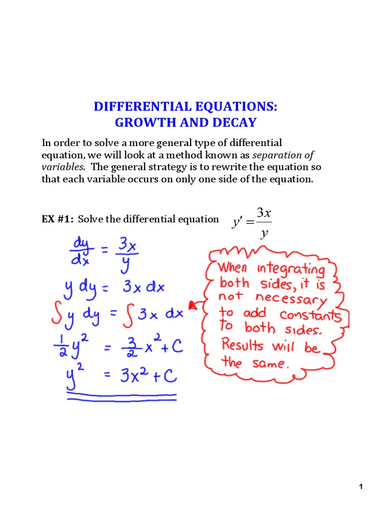 Differential Equations: Growth & Decay | PDF | Science & Mathematics