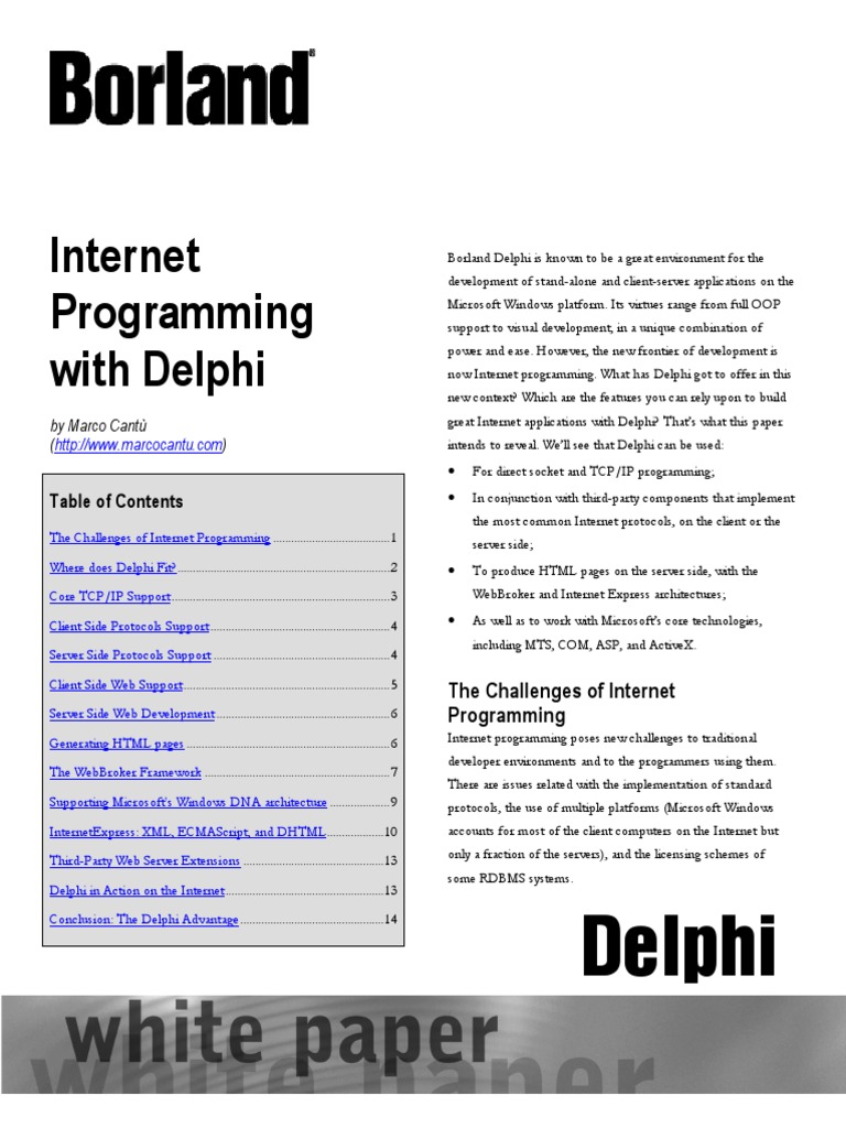 Internet Programming With Delphi (Marco Cantu) | PDF | Component Object ...