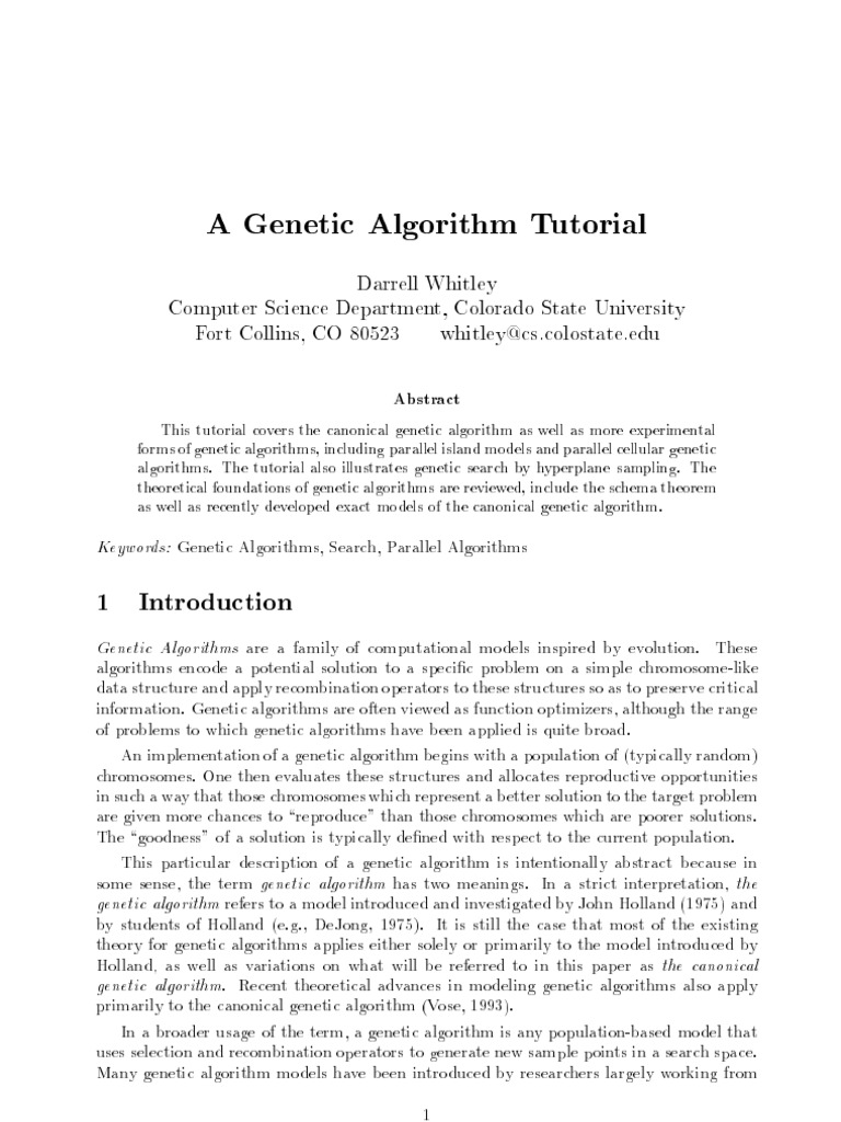 A Genetic Algorithm Tutorial | PDF | Genetic Algorithm | Mathematical ... A Genetic Algorithm Tutorial | PDF | Genetic Algorithm | Mathematical ...