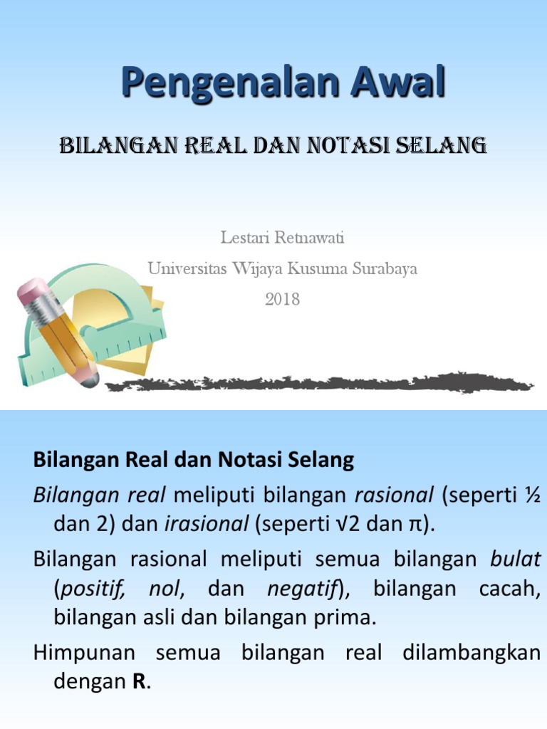 Bilangan Real dan Notasi Selang | PDF