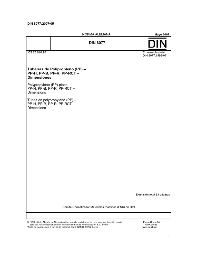 DIN 8077 | Ingeniero civil | Química