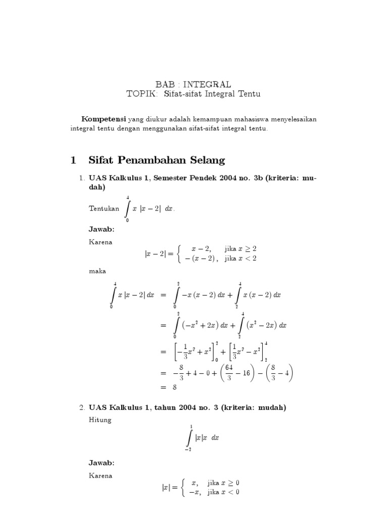 Sifat Integral Tentu | PDF
