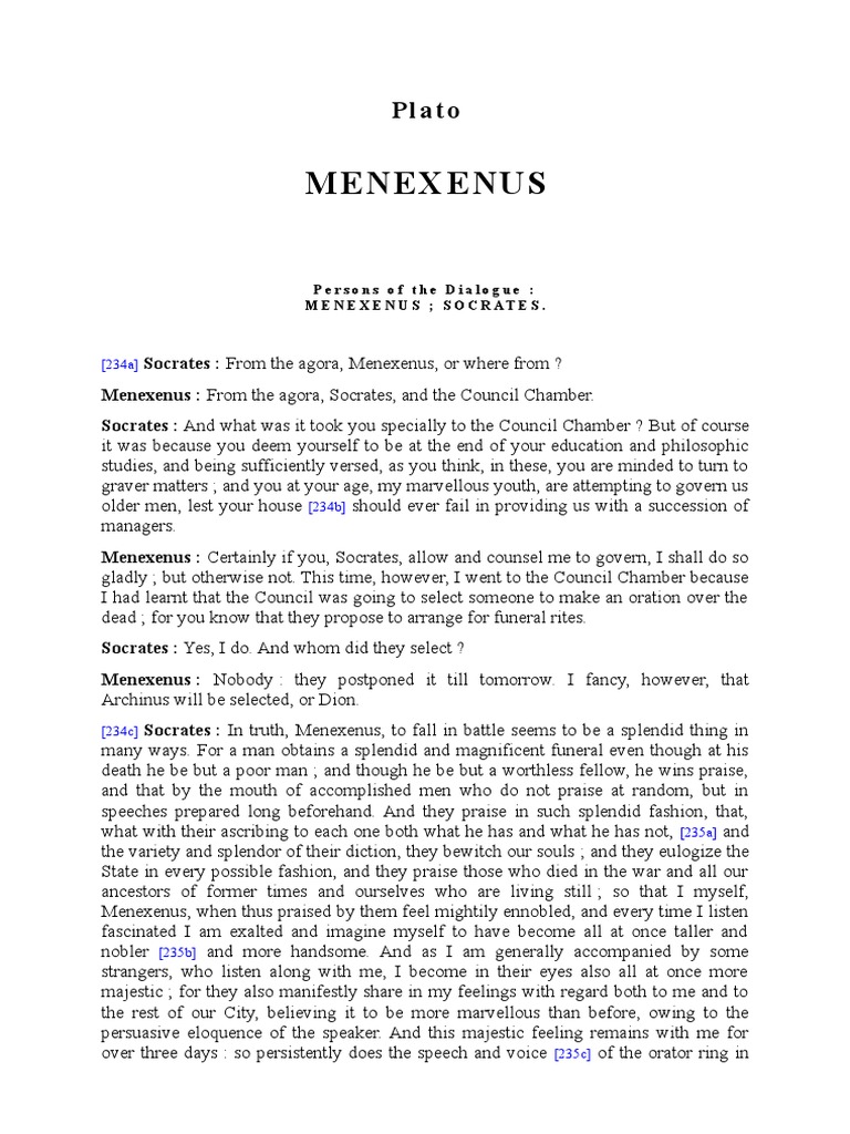 Menexenus: Plato | PDF | Darius I | Socrates
