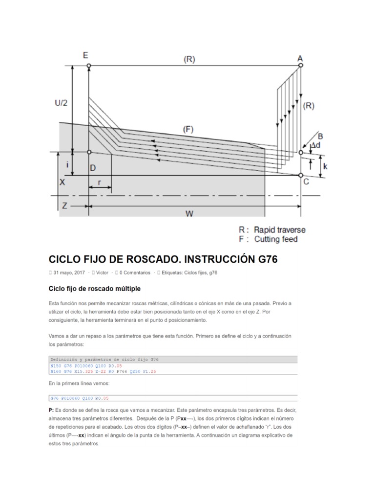 g76 Roscado Torno CNC | PDF | Metalurgia | Mecanizado