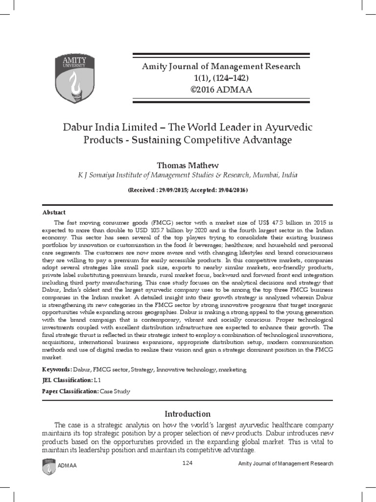 Dabur Case Study | PDF | Brand | Swot Analysis