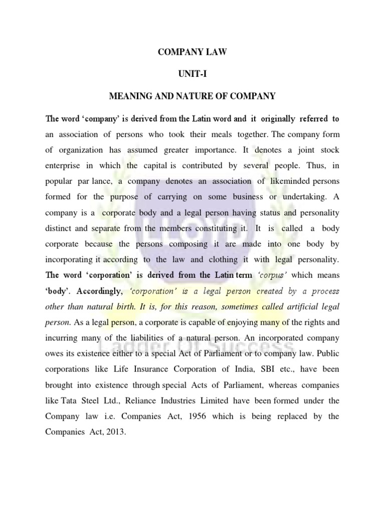 Company Law Study Material Final | PDF | Piercing The Corporate Veil ...