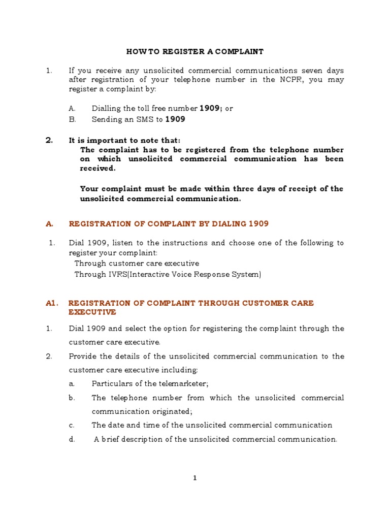 How To Register Complaint PDF | PDF | Oral Communication | Electronics