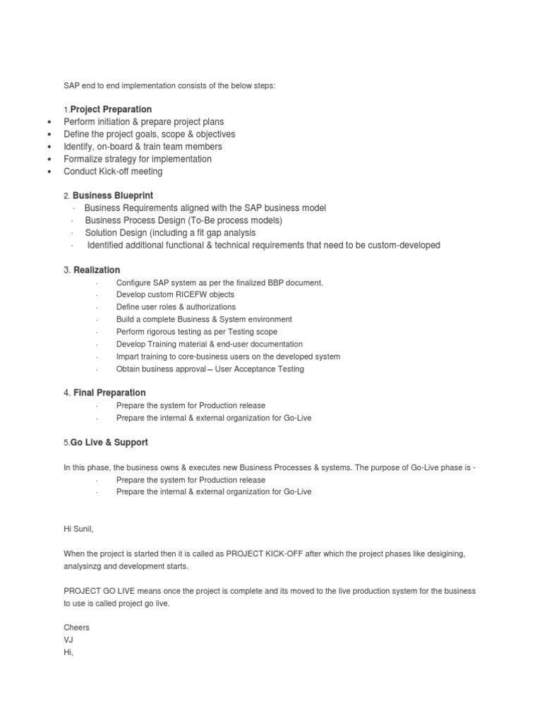 SAP Business One Implementation Phases | PDF | Sap Se | Information ...