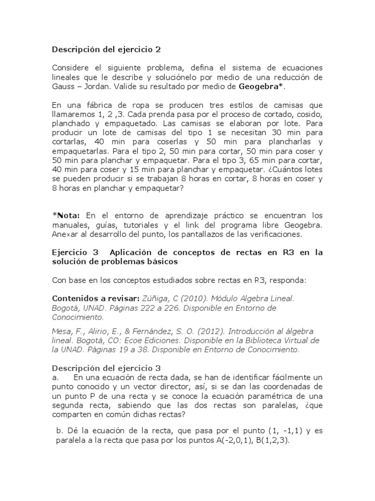 Álgebra Lineal Unidad 2 | PDF | Espacio vectorial | Línea (geometría)