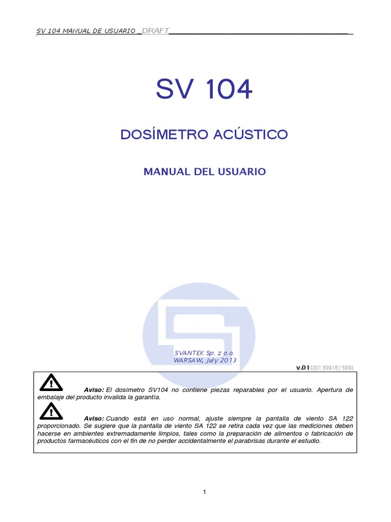 SV 104 Manual ES | PDF | Decibel | Administración de Seguridad y Salud ...