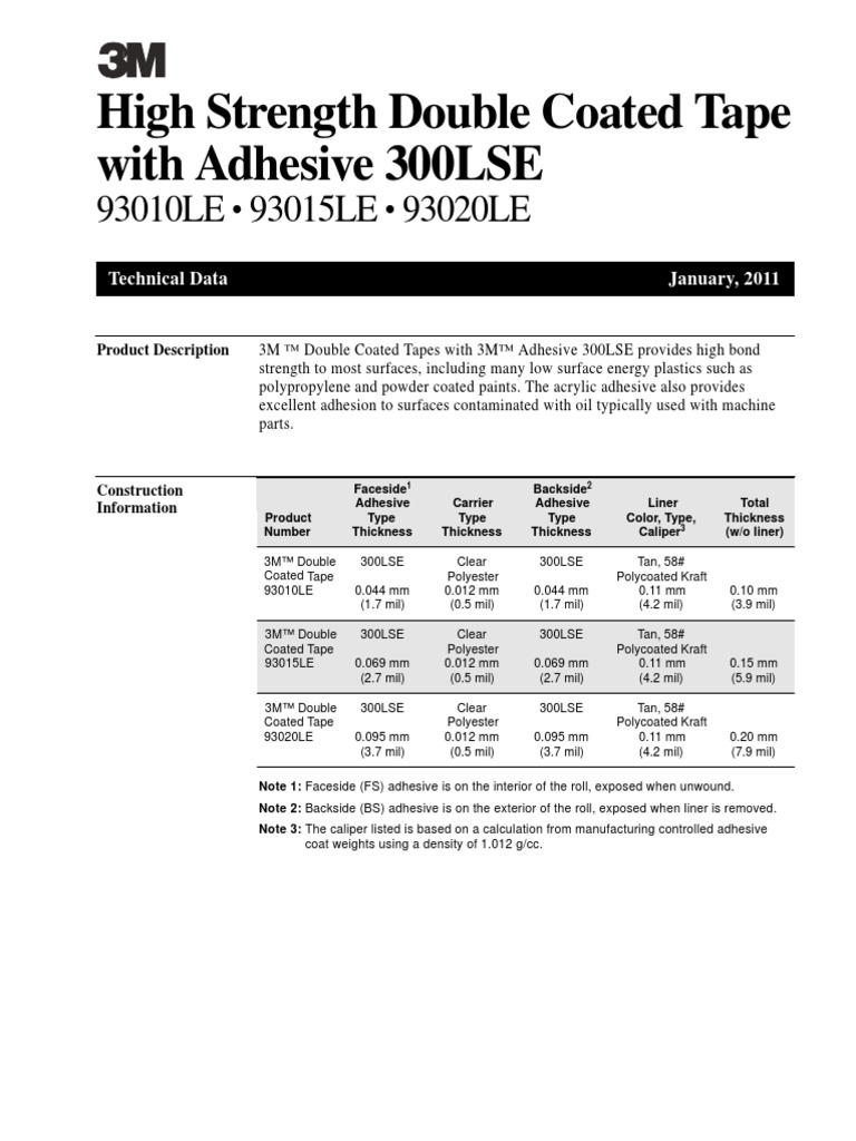 3M Tape Specification Sheet | PDF | Adhesive | Implied Warranty