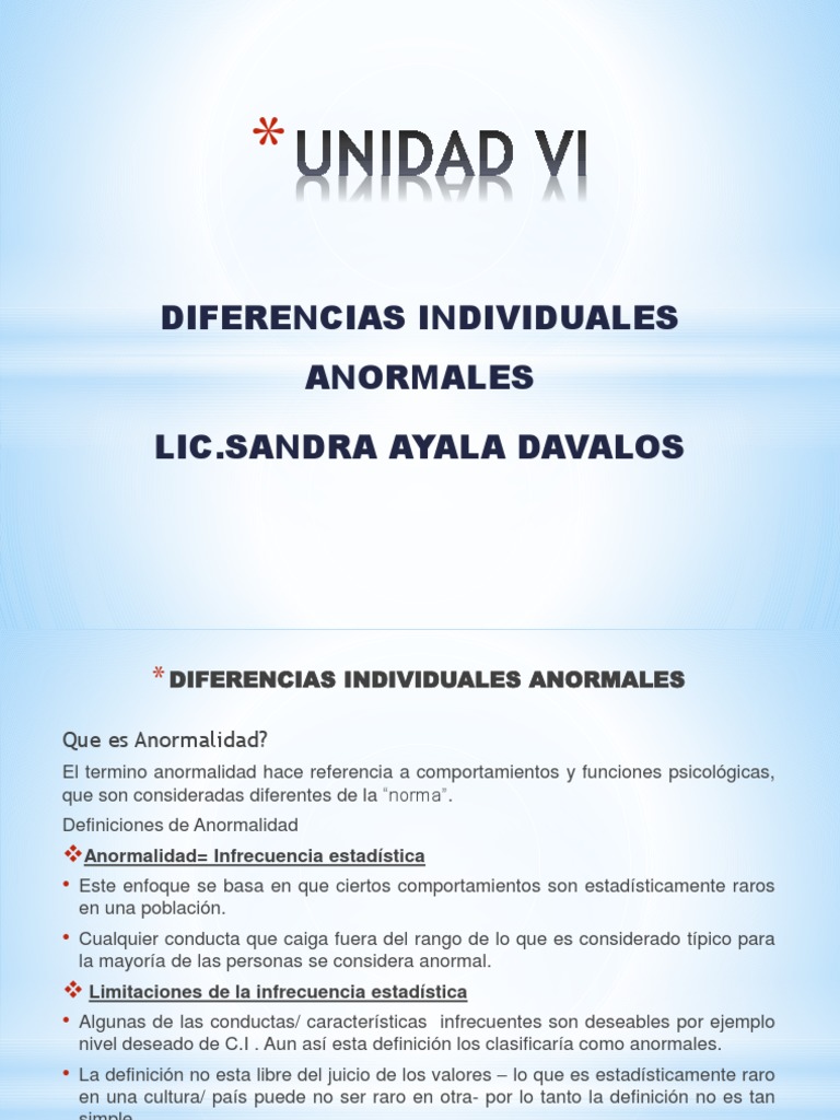 UNIDAD 6 - Diferencias Individuales Anormales 2015 | PDF | Desorden de ...