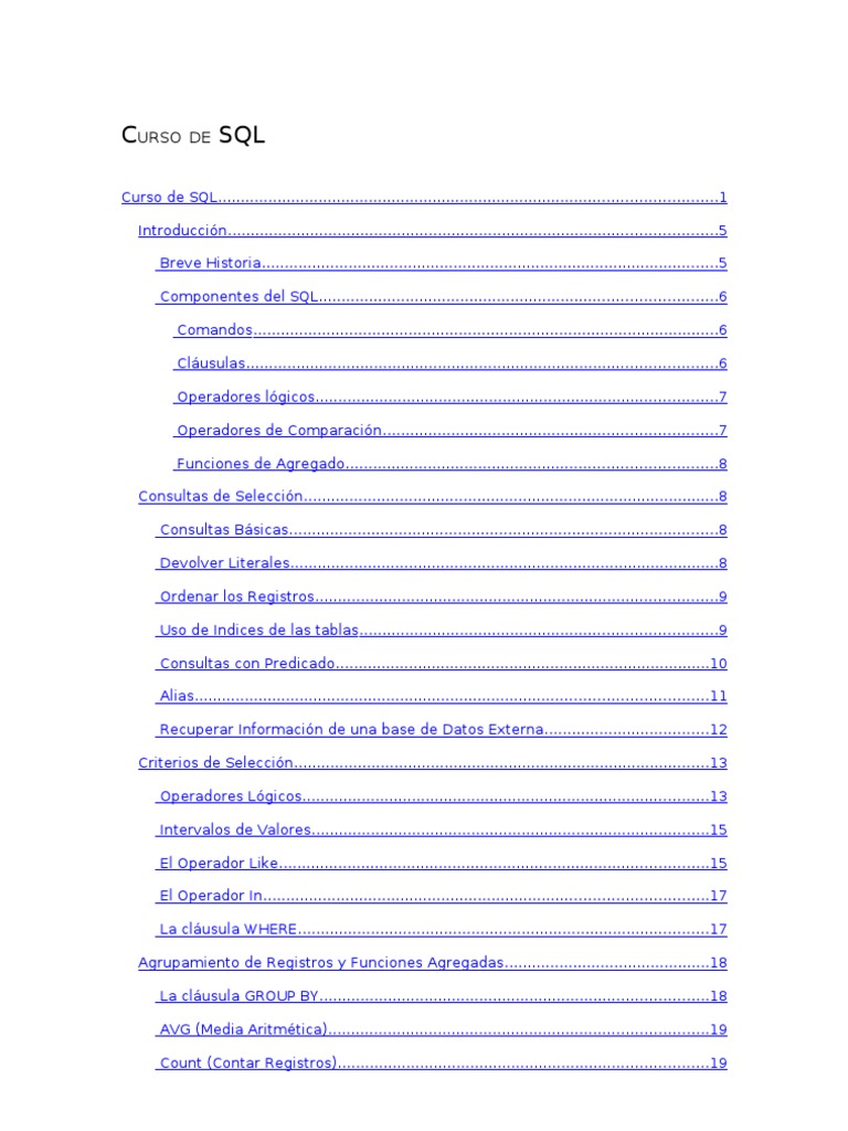 1 Parte - Curso Iniciacion SQL | PDF | SQL | Tabla (base de datos)