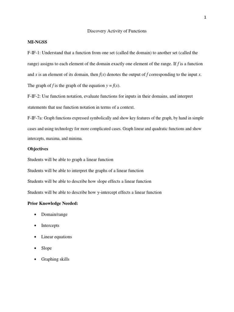 Discovery Activity of Functions | PDF | Linearity | Function (Mathematics)