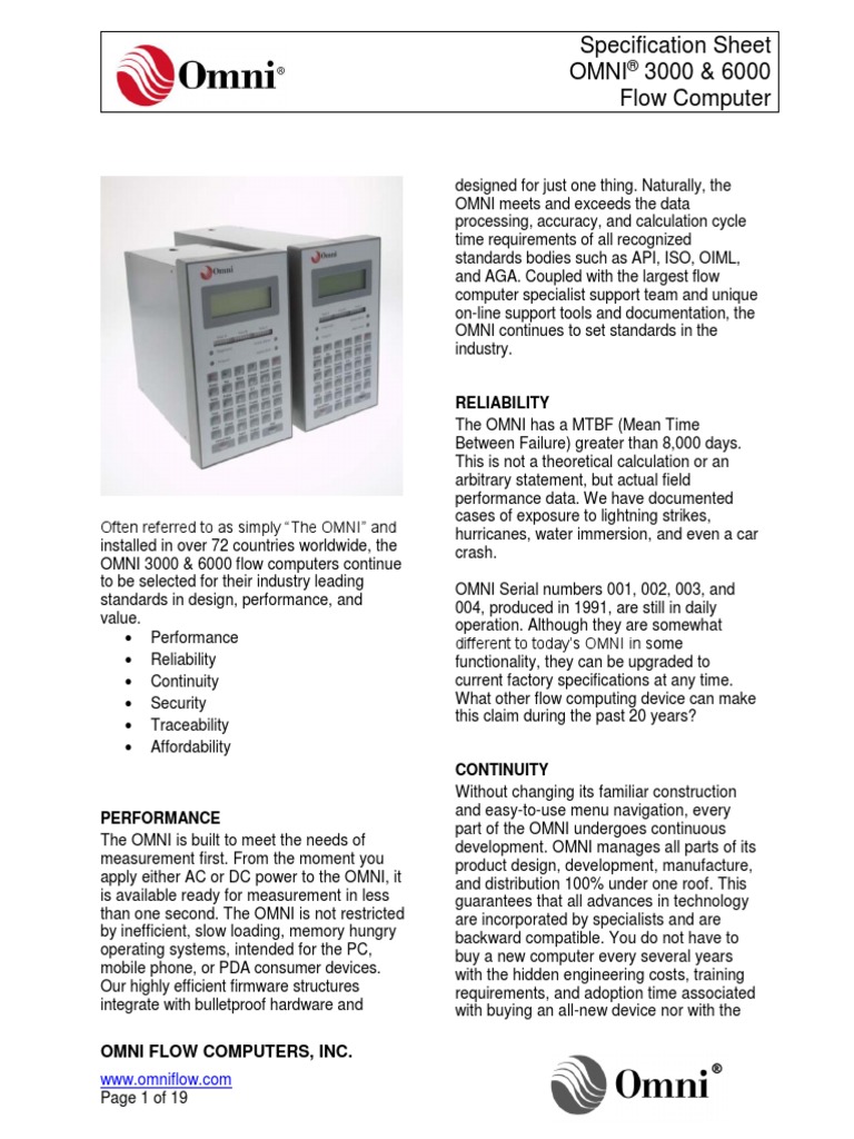 OMNI 3000_6000 Specification Sheet SEP_2017 | Operating System | Input ...
