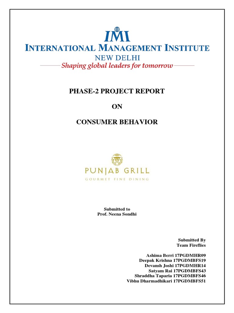 Phase-2 Project Report ON Consumer Behavior: Submitted To Prof. Neena ...