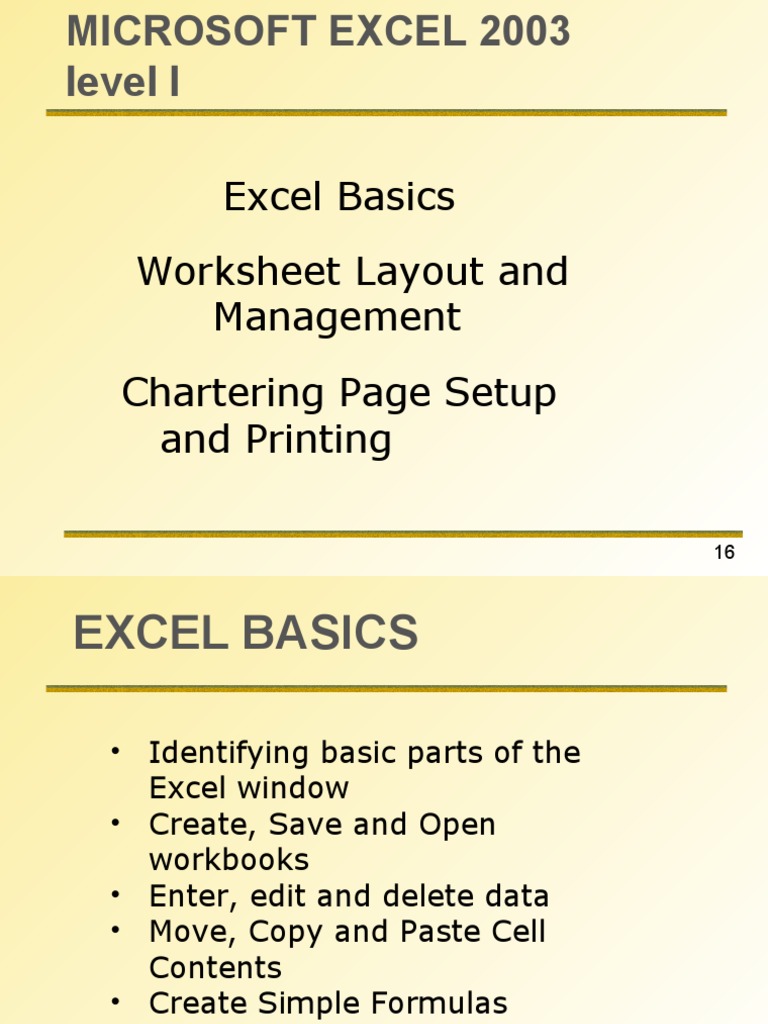 Microsoft Excel 2003 Level 1 | PDF | Microsoft Excel | Spreadsheet